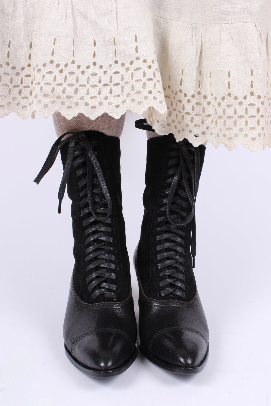1900s Edwardian lace-up Boots - Black - Victoria – memery