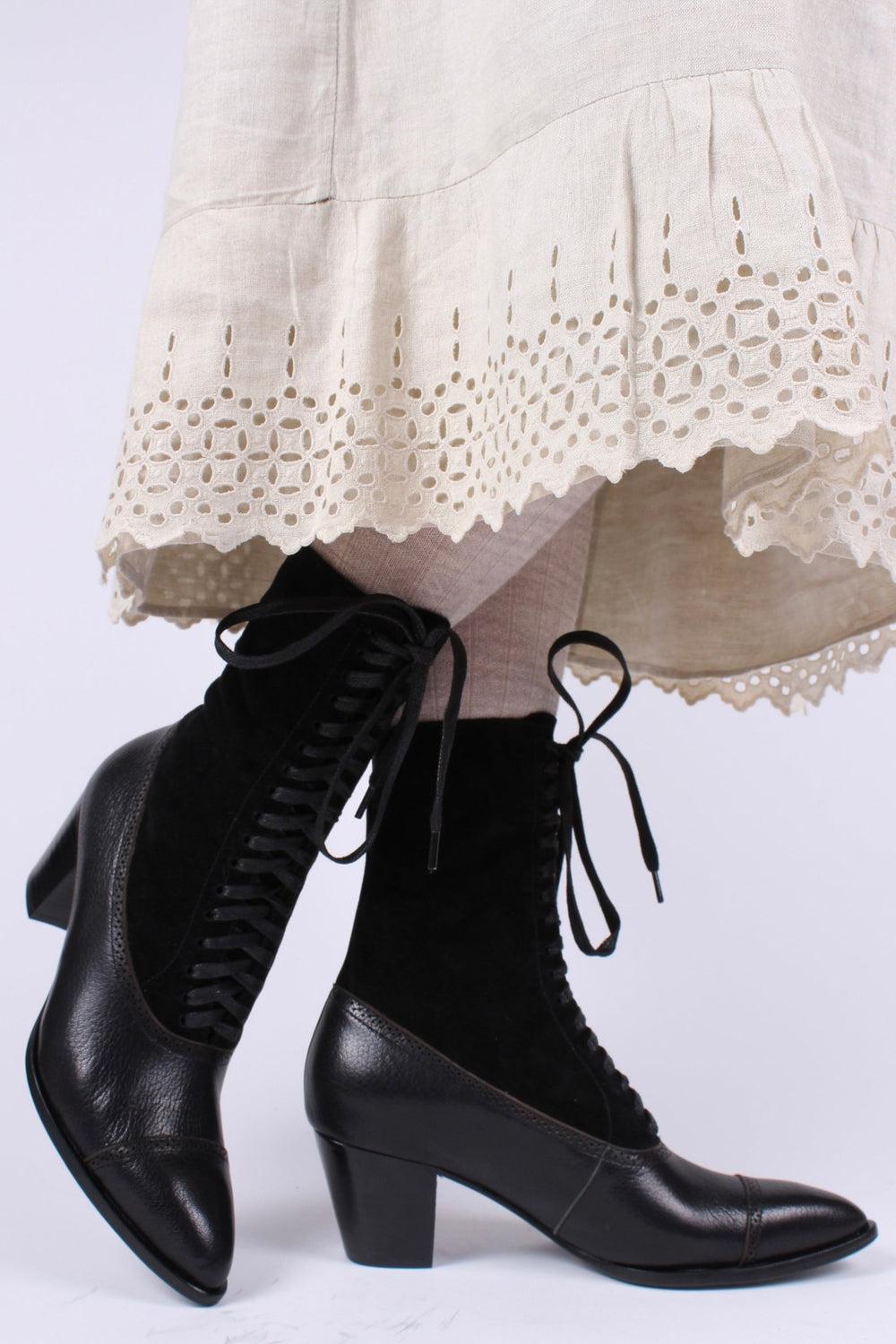 1900s Edwardian lace-up Boots - Black - Victoria – memery