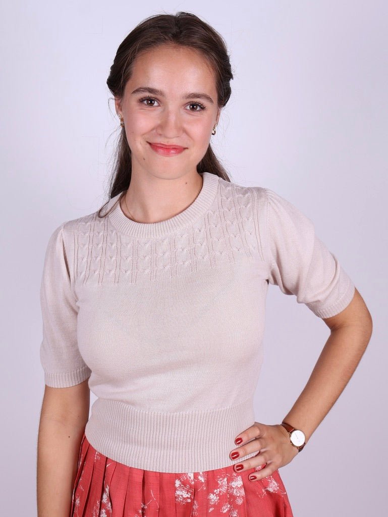 1940s / 1950s style short-sleeved pullover - Cream - Sally – memery