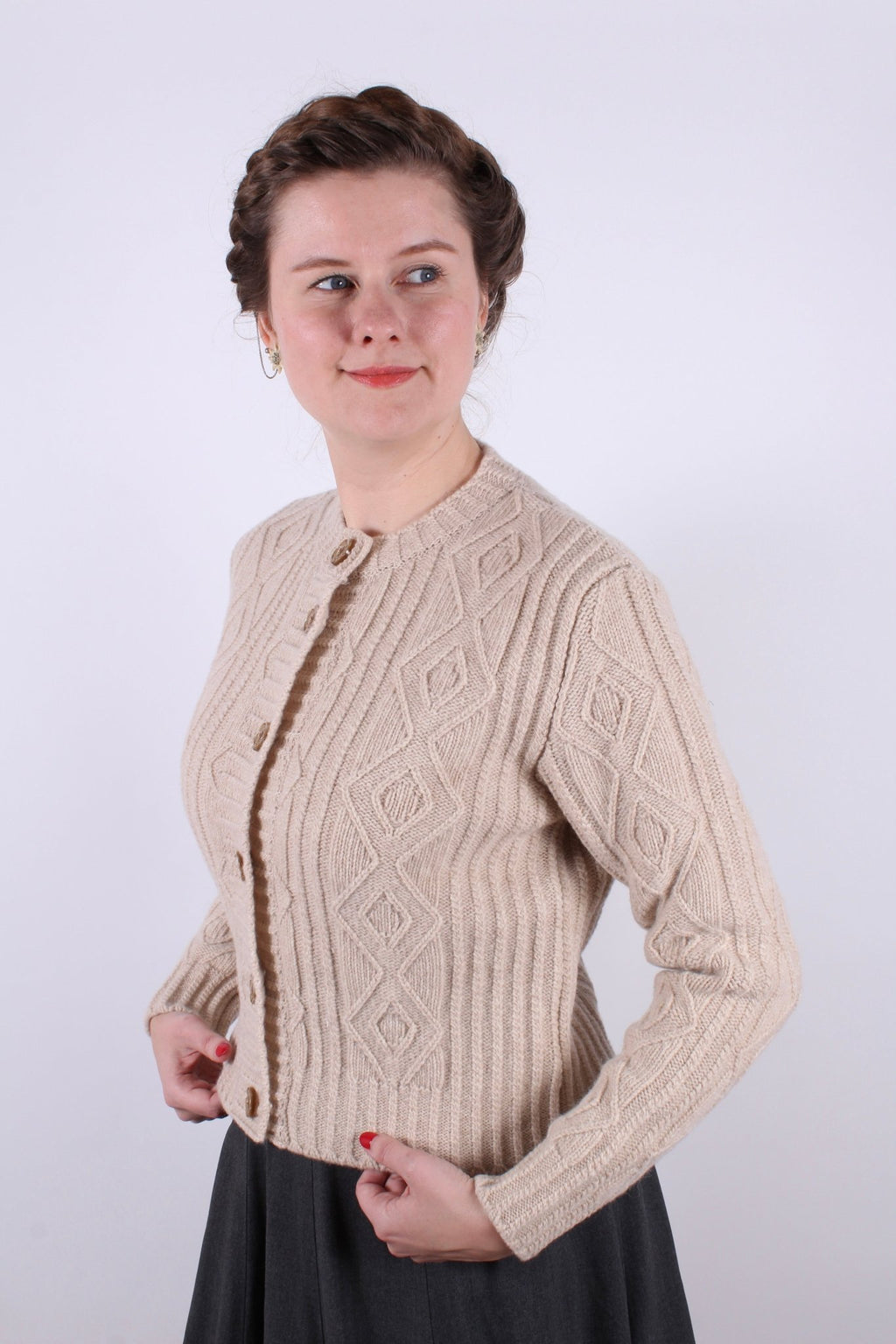 1940s - early 1960s vintage style cardigan - Cream - Ingrid – memery