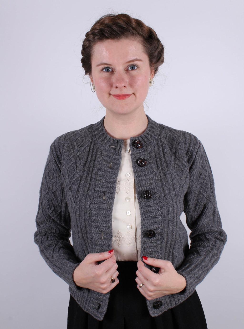 1940s vintage style cardigan - Dark Gray - Ingrid – memery