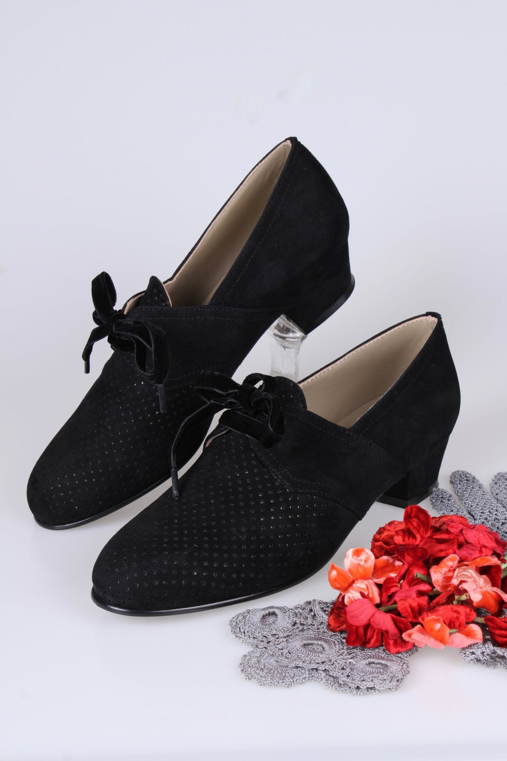 40s vintage style shoe - Black suede shoes | memery