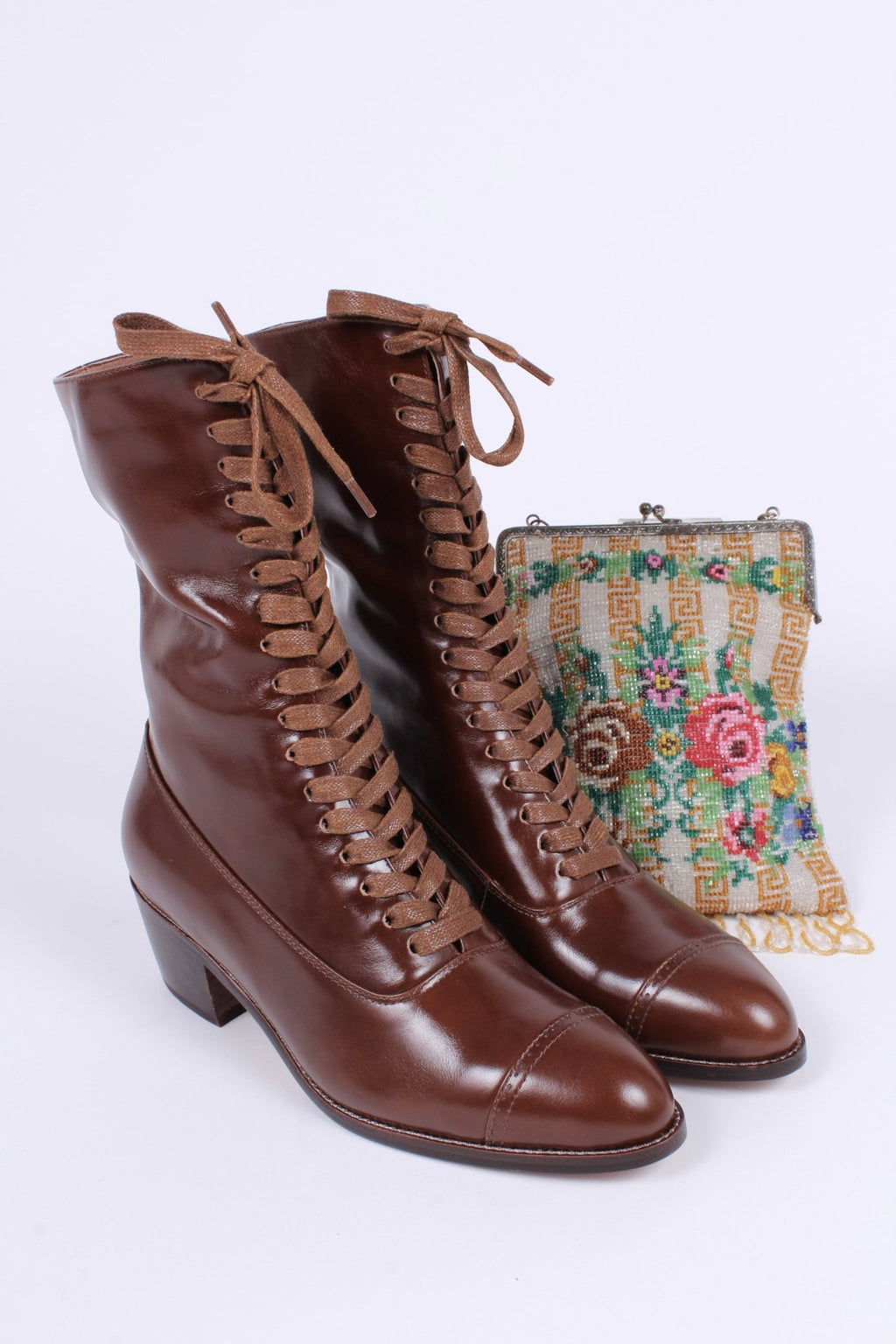 Edwardian everyday walking boot, 1910 - Brown - Alice – memery