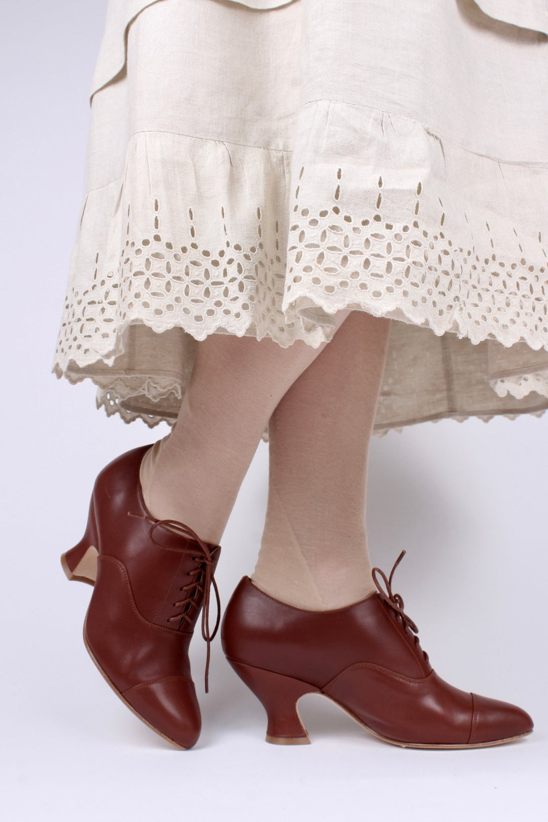 Edwardian Oxford shoe with pompadour heel - 1900 - Brown - Bertha – memery